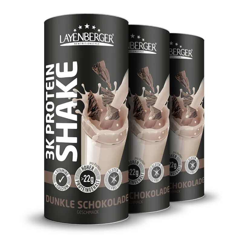 3K PROTEIN SHAKE Dunkle-Schokolade 3er Karton – LAYENBERGER Nutrition ...
