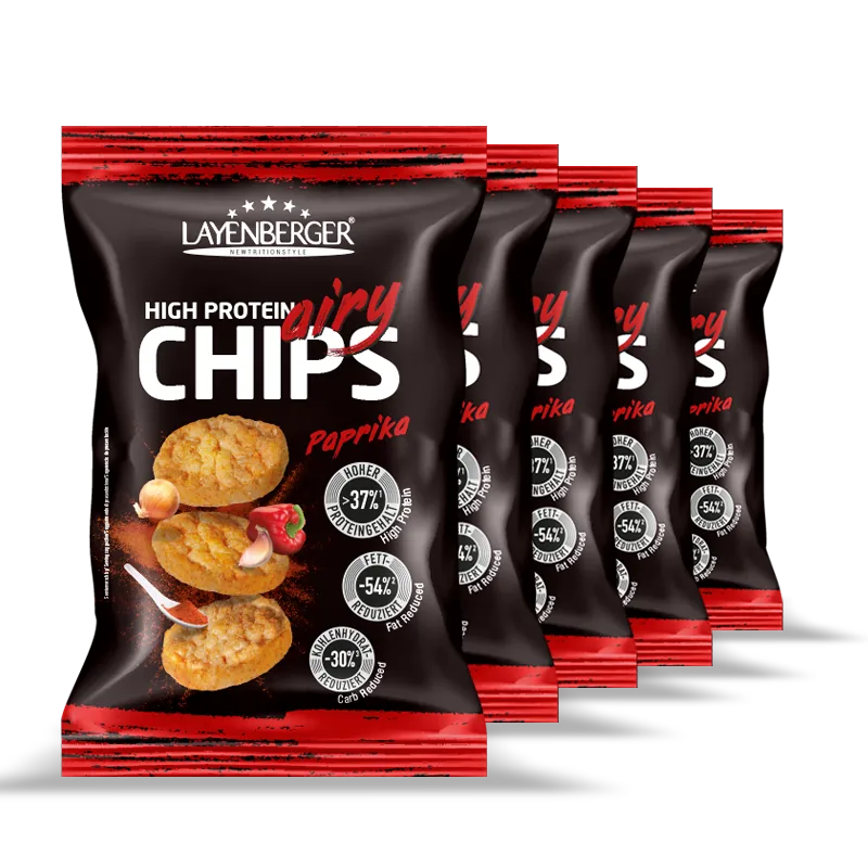 HIGH PROTEIN AIRY CHIPS Paprika 5er Karton – LAYENBERGER Nutrition ...